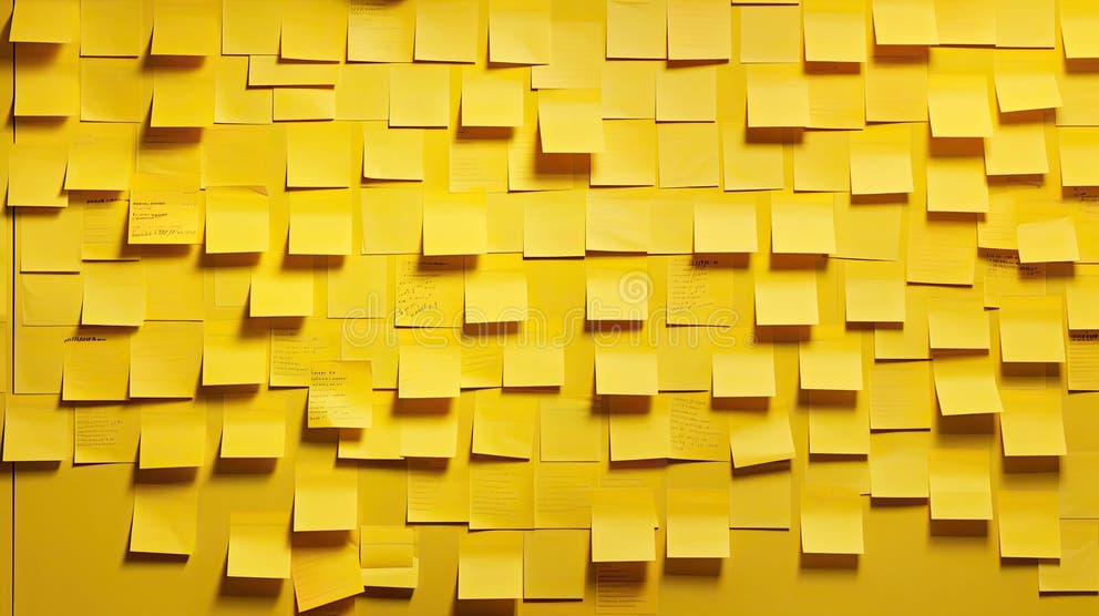 Wall yellow post it note stock illustration. Illustration of visually ...