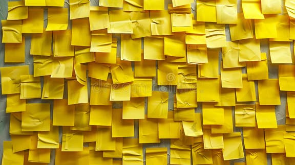 A Wall of Yellow Post it Notes Stock Photo - Image of post, note: 327618760