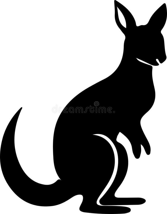 Wallaby Black Silhouette Generative Ai Stock Illustration ...