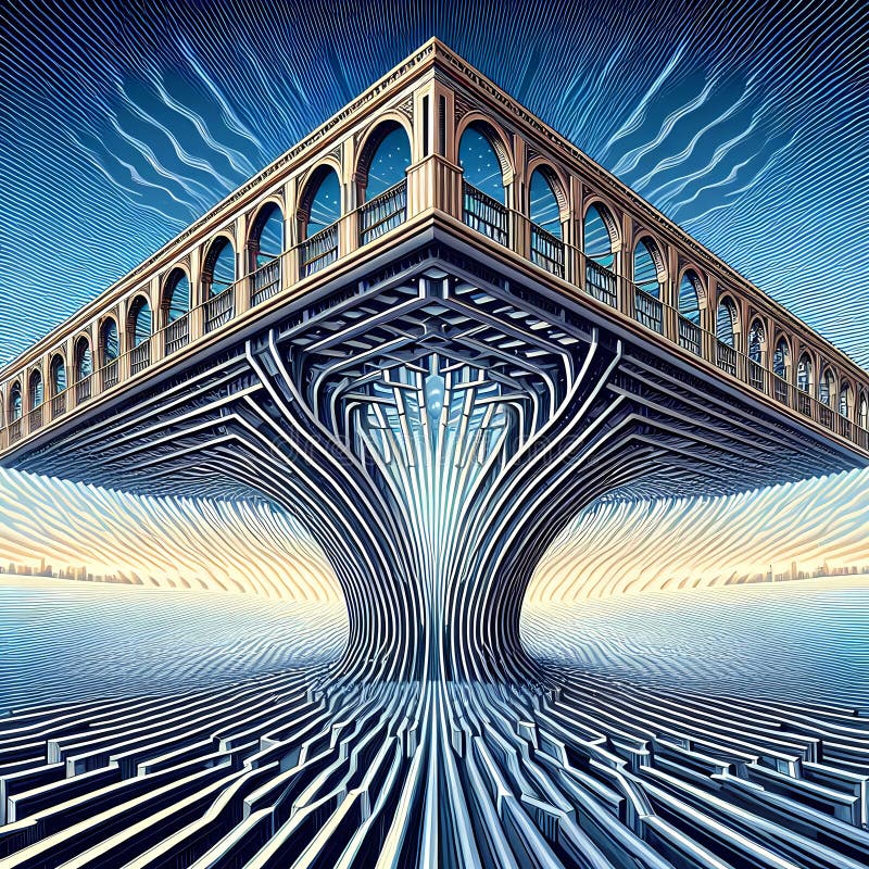 Wallart Painting, with Optical Illusion Metamorphosis Bridge, Solid and ...