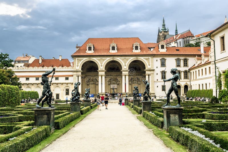 Wallenstein Palace on the Background of Prague Castle in Prague ...