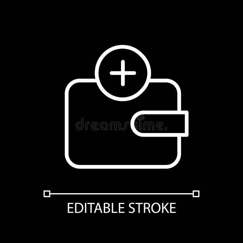 Wallet App White Linear Icon for Dark Theme Stock Vector - Illustration ...