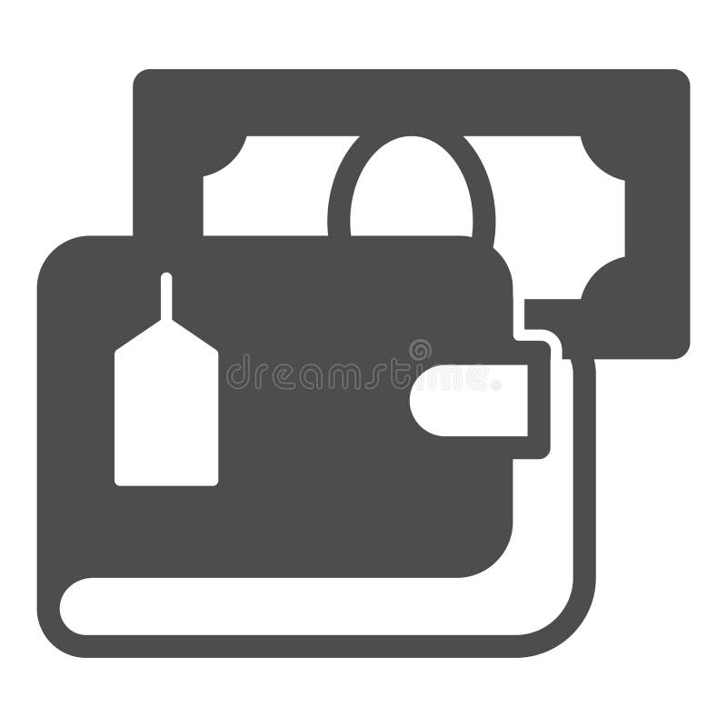 Wallet and Banknote Solid Icon, Black Friday Concept. Vector Graphics ...