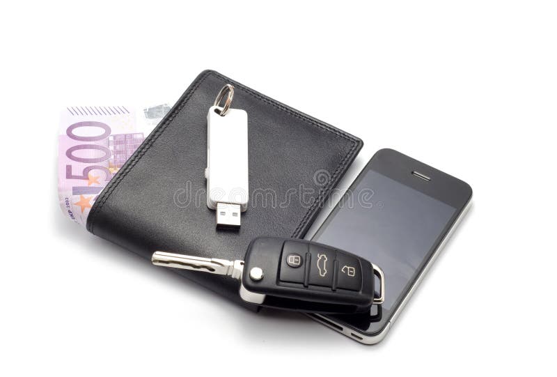 Wallet, Car Key, Smartphone. Stock Image - Image of lock, shot: 25369591