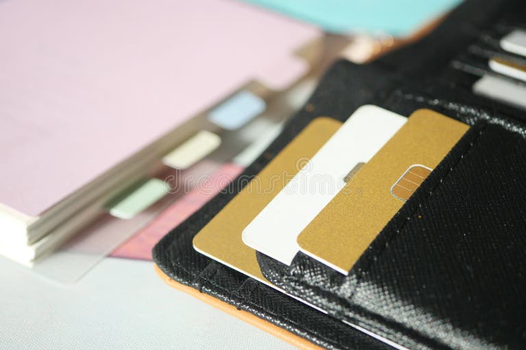 Wallet with Cards and Documents on a Table Stock Image - Image of ...