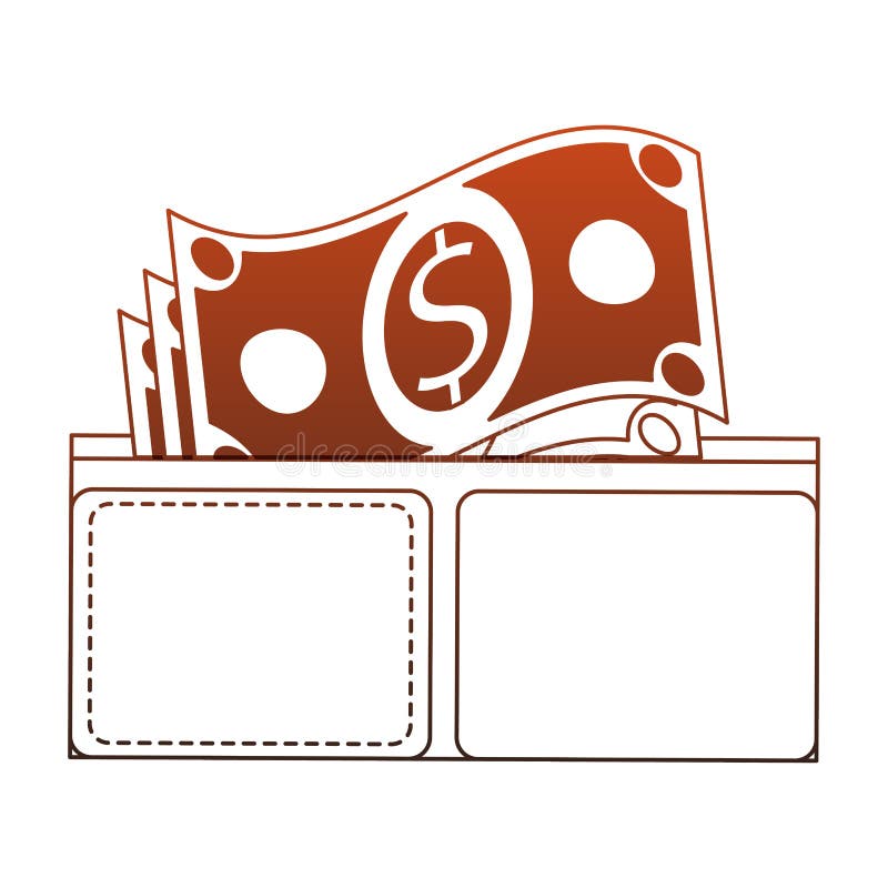 Wallet with cash red lines stock vector. Illustration of icon - 143610681