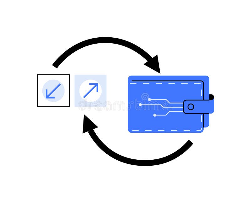 Wallet with Circuit Design and Two-way Arrow. Concept of Digital ...