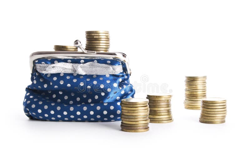 Wallet with coins stock image. Image of coins, coin, leather - 49433545