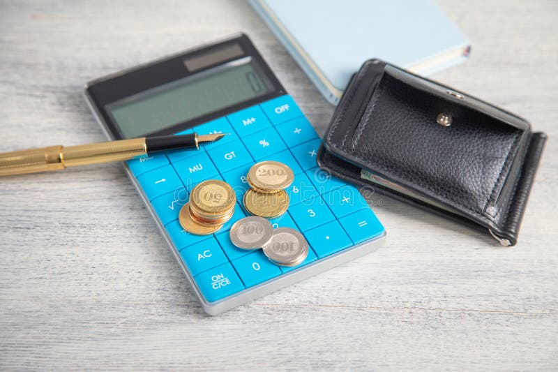 Wallet with a Coins on the Table. Finance Stock Illustration ...