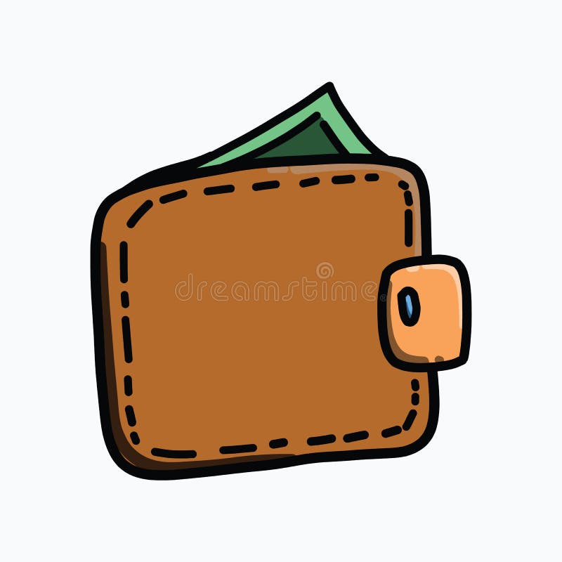 Wallet Color Vector Icon. Drawing Sketch Illustration Hand Drawn Line ...