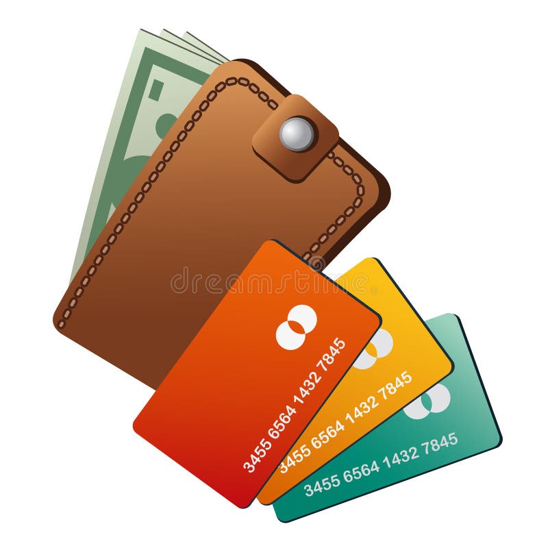 Wallet and credit cards stock illustration. Illustration of dollar ...
