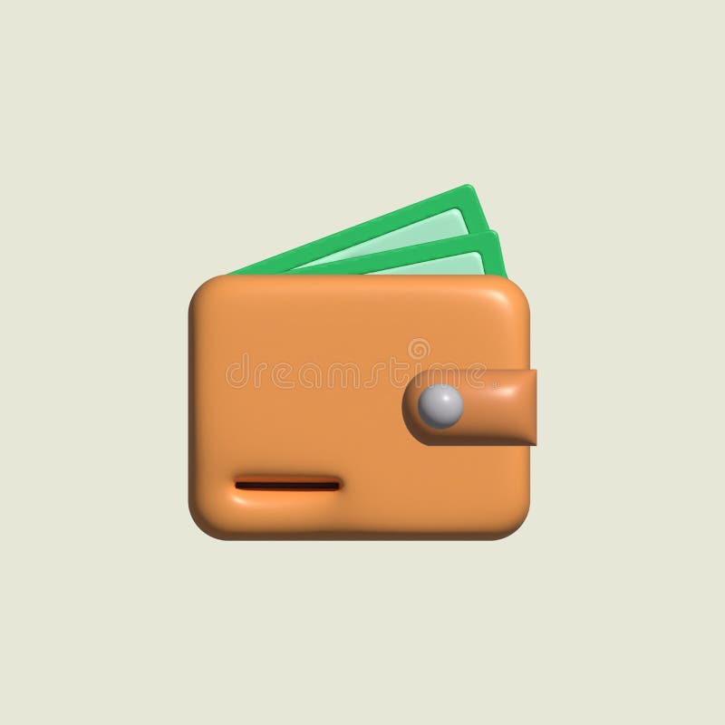 Wallet 3d Icon. Brown Wallet 3d Illustration Stock Illustration ...