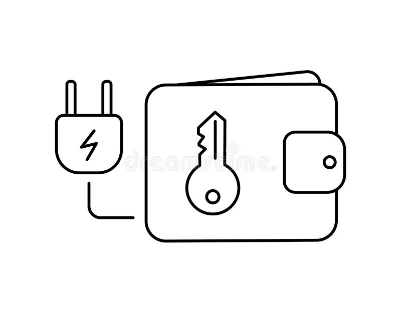 Wallet Digital Key. Cyber Security. Crypto Wallet. Vector Line ...