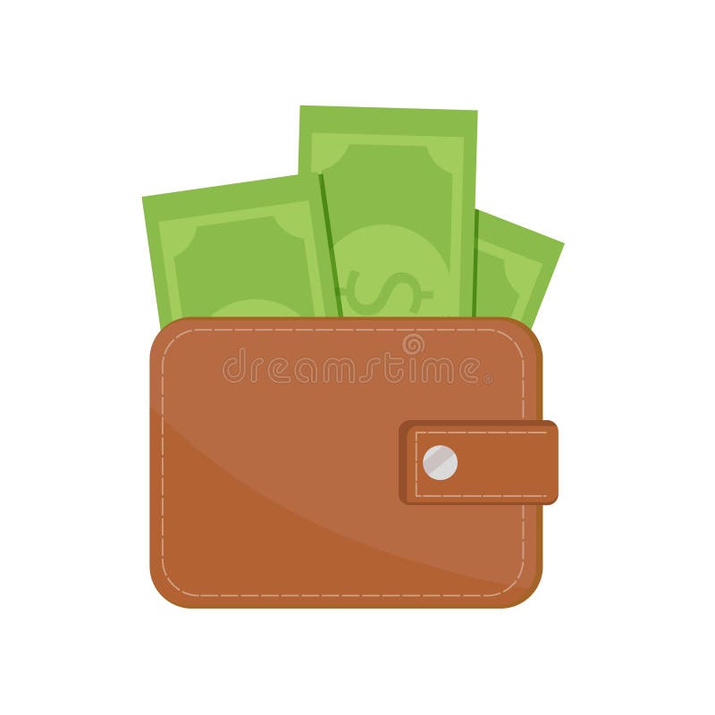 Wallet with Dollar Money in a Flat Design Stock Vector - Illustration ...