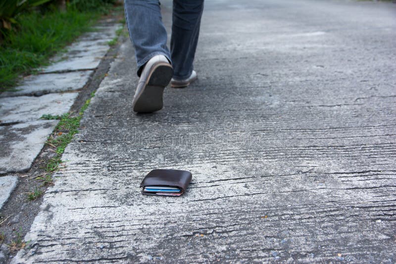Wallet Drop on the Road when Walking Stock Image - Image of finding ...