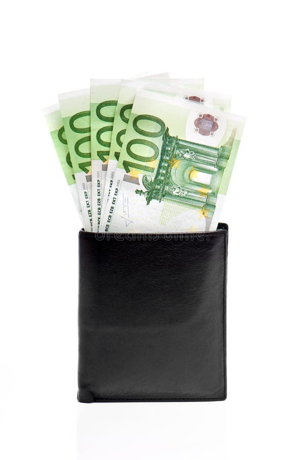 Wallet with euro banknotes stock image. Image of monetary - 25975465
