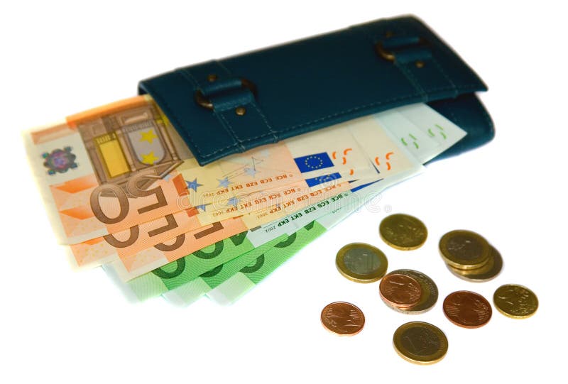 Wallet with Euro Banknotes and Coins Stock Photo - Image of business ...