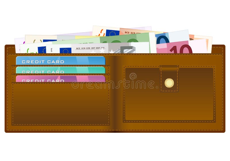 Wallet with euro banknotes stock vector. Illustration of isolated ...