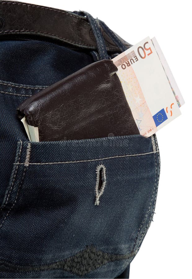 Wallet with Euro in Jeans Pocket Stock Image - Image of blue, cash ...