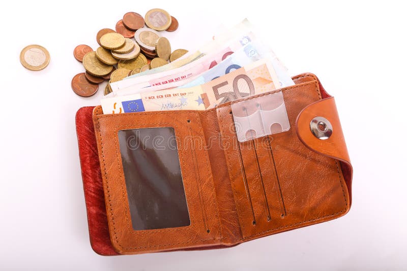 Man Wallet with Euro Money Lies on the Table Stock Photo - Image of ...
