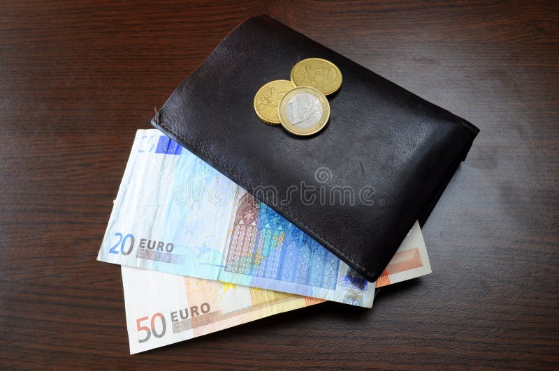 Wallet and euro money stock image. Image of bill, credit - 54897861