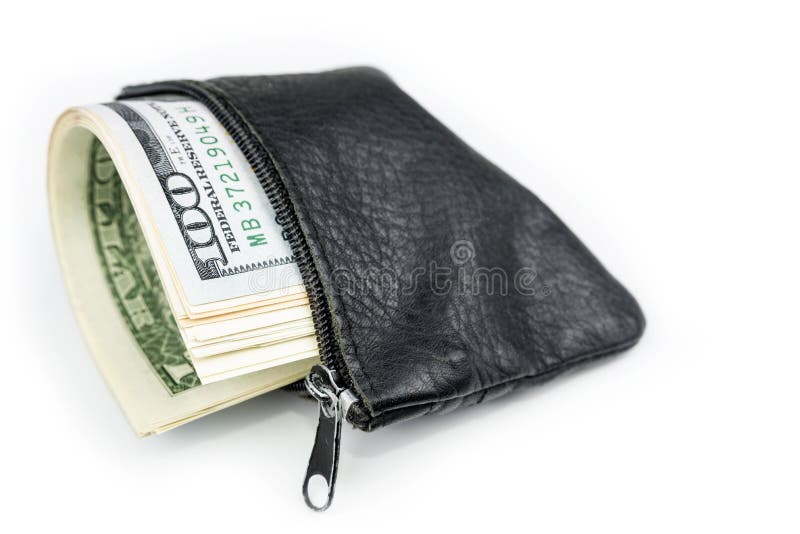 Wallet Full of Dollars in a Roll on a White Stock Photo - Image of ...