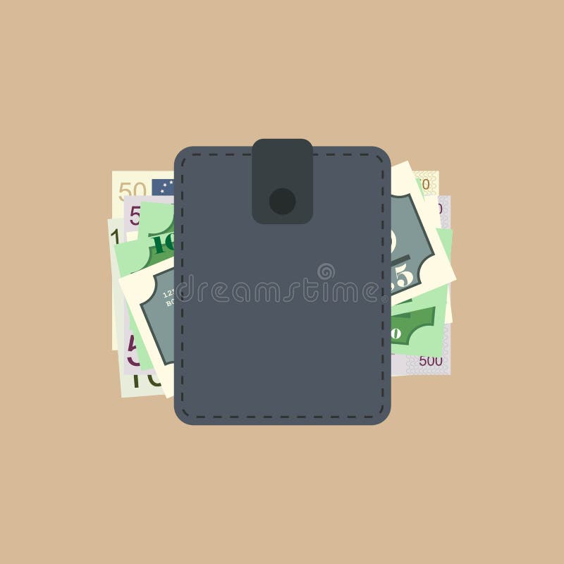 Wallet Full of Money. Flat Design Stock Vector - Illustration of loan ...