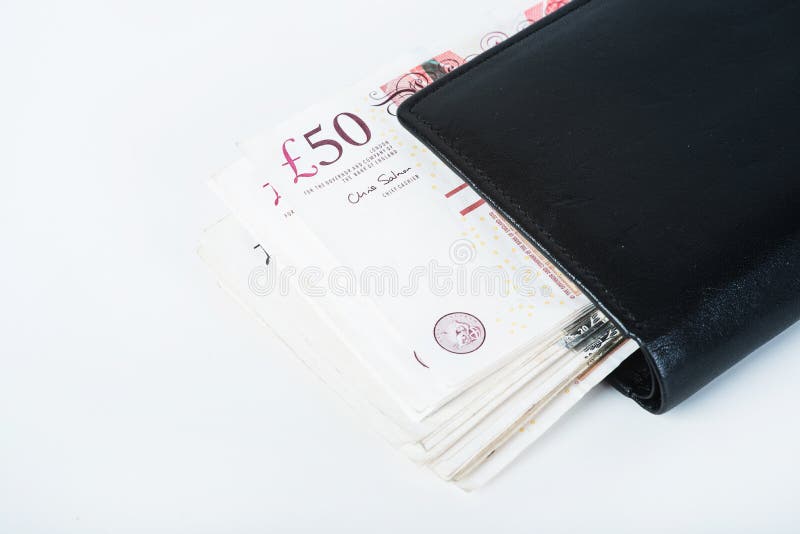 Wallet full of pounds editorial photography. Image of debt - 67920042