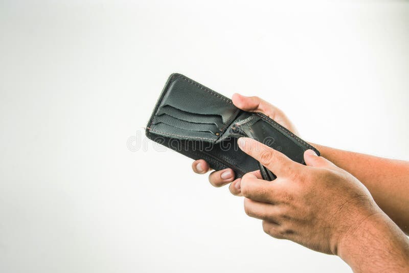 Wallet in Hand on White Background Stock Photo - Image of person ...