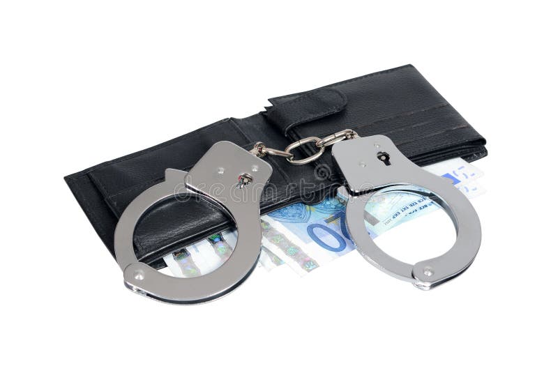 Wallet with handcuffs stock image. Image of euro, isolated - 30974523