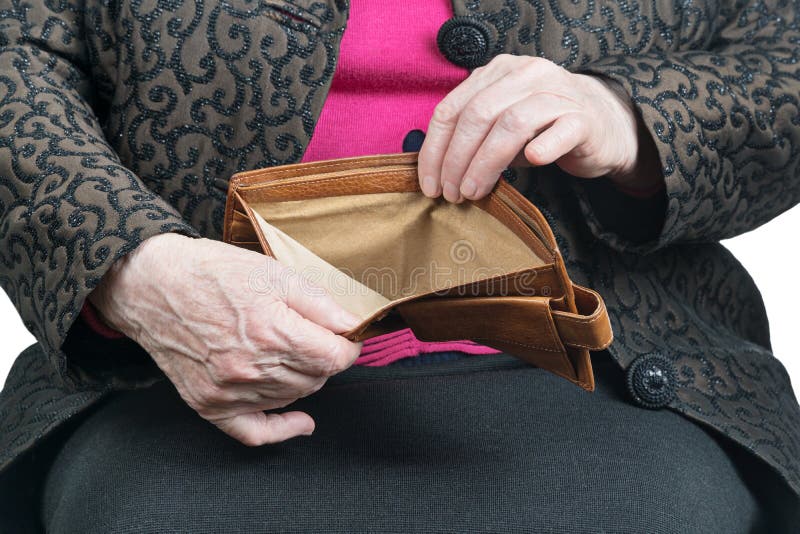 Wallet in the Hands Old Woman Stock Image - Image of currency, blank ...