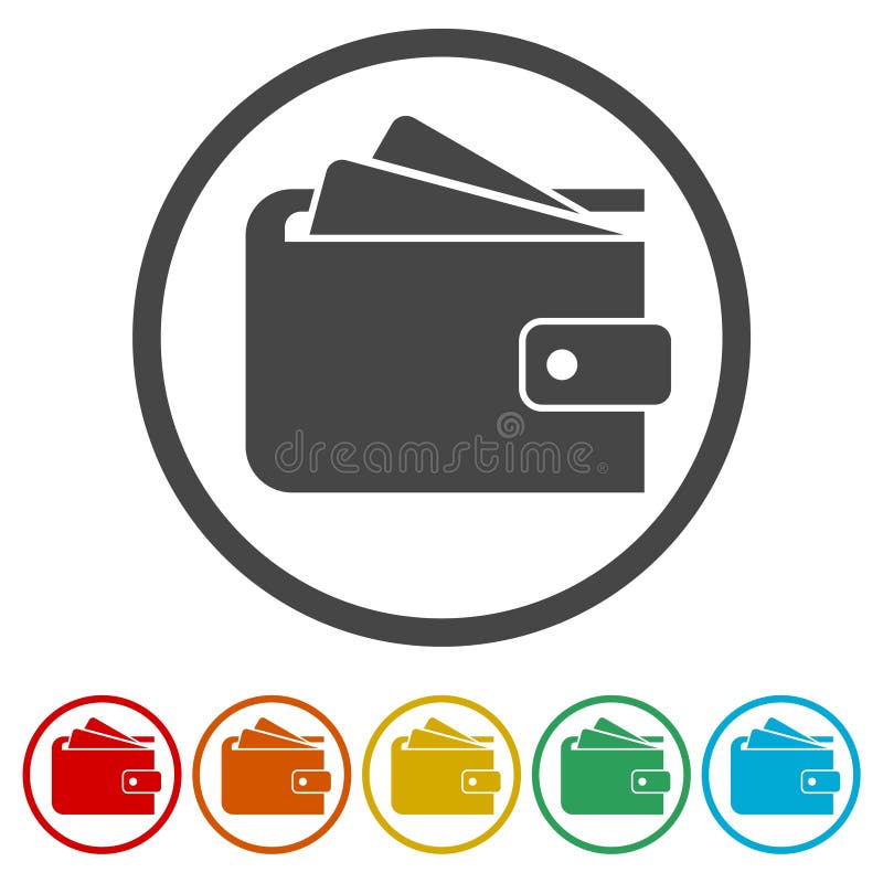Wallet Icon, 6 Colors Included Stock Illustration - Illustration of ...