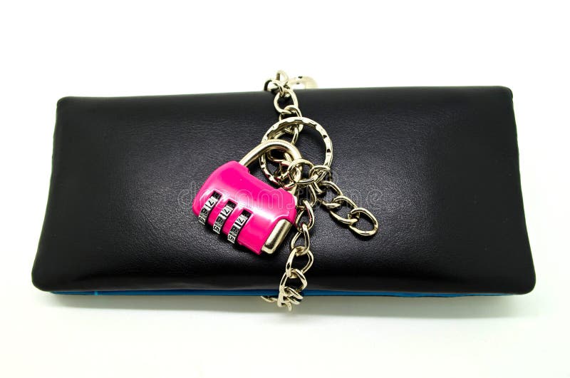 Wallet Kept Lock with Key Chain Stock Image - Image of encrypt ...