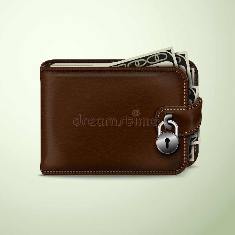 Wallet locked with padlock stock vector. Illustration of purse - 39502990