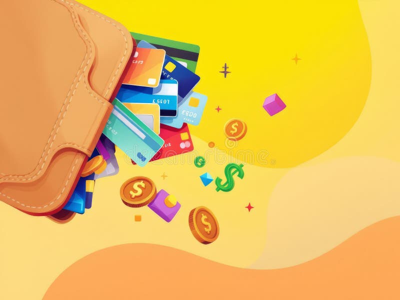 Wallet with Many Cards and Coins Stock Photo - Image of investment ...