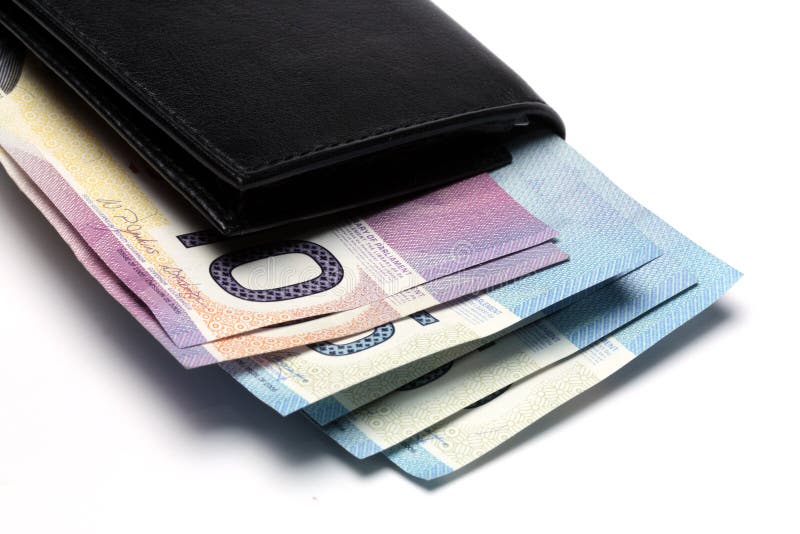 Wallet with Money stock photo. Image of black, isolated - 13823506