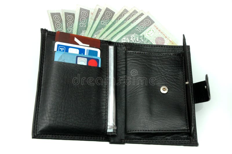 Wallet with money stock image. Image of black, card, money - 14069523