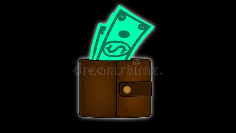 Wallet with Money. Animation on a Transparent Background Stock Footage ...