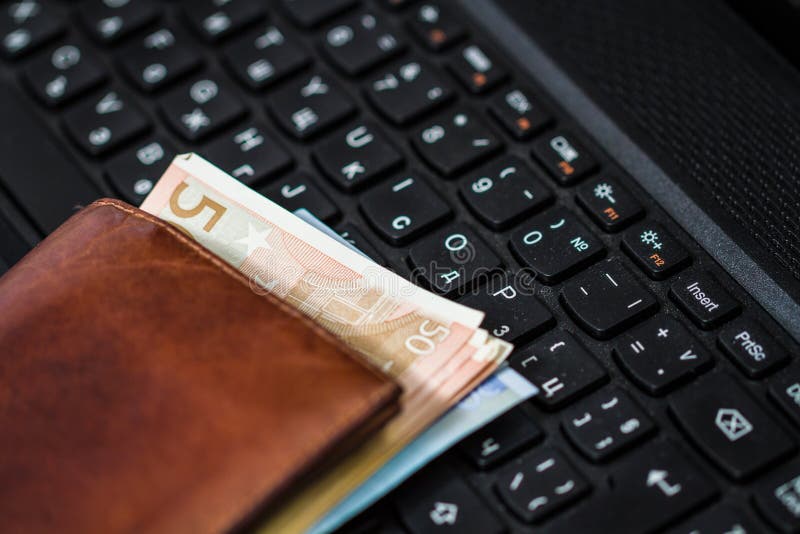 Wallet and Money on Keyboard Stock Photo - Image of card, keyboard ...