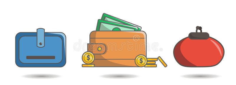 Wallet with Money. Purse Clip Art Set. Wallet with Money. Purse Vector ...