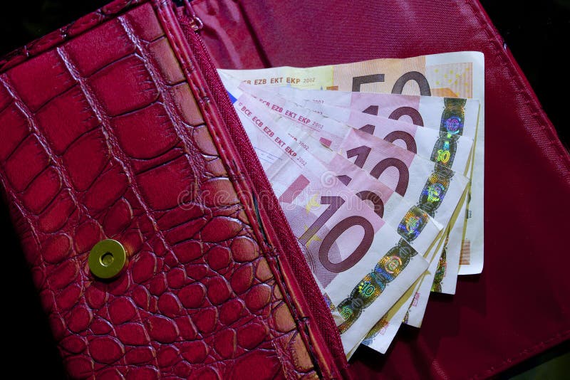 Wallet with notes stock image. Image of finances, leather - 133778309