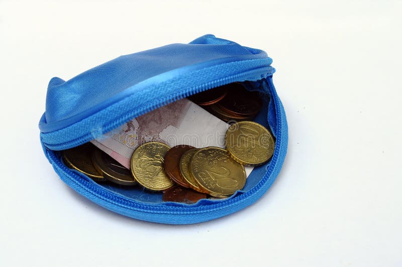 Wallet or Purse and Euro Coins Stock Photo - Image of white, bill: 72803812