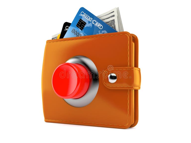 Wallet with push button stock illustration. Illustration of money ...