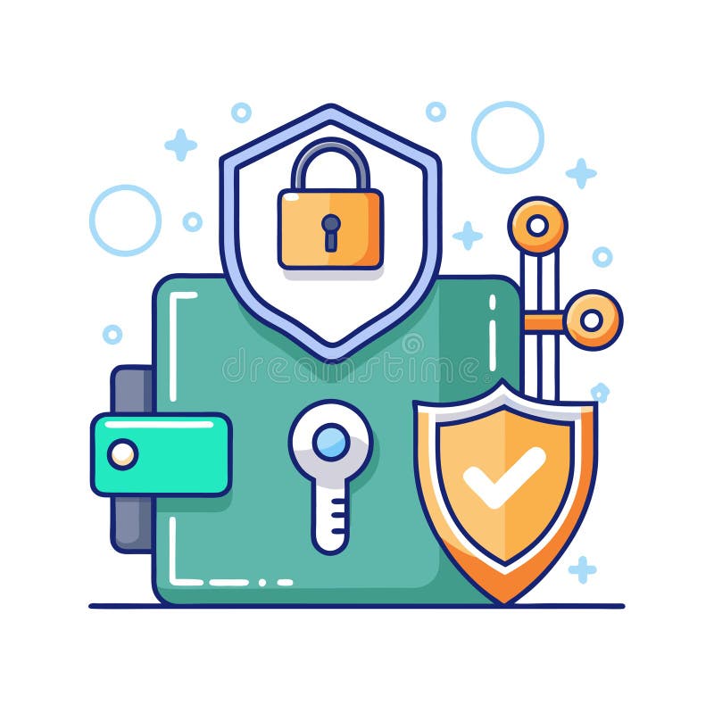 Wallet and Padlock with Password, Money Protection Stock Illustration ...