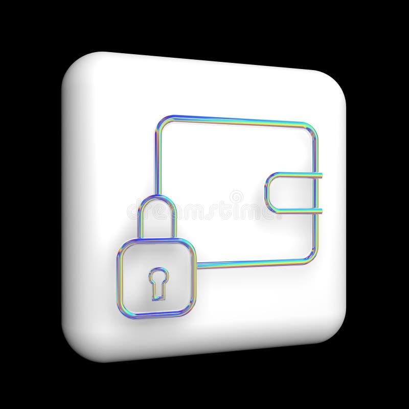The Wallet Sign is Closed with a Lock, a 3d Icon on a White Cube, Stock ...