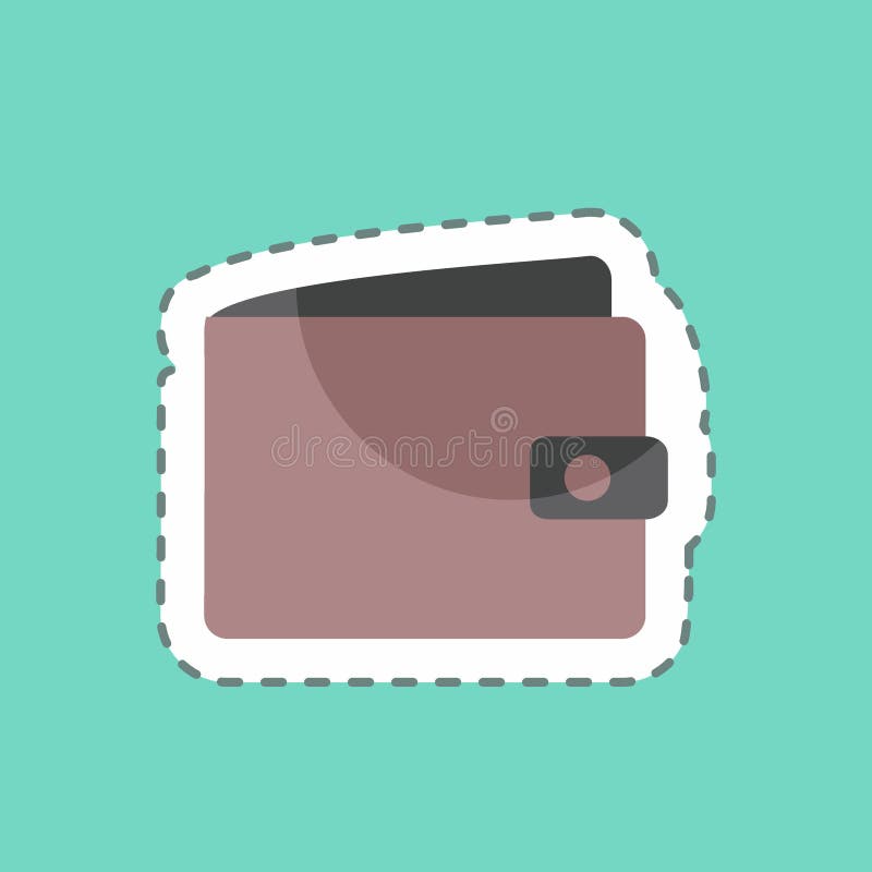 Wallet Sticker in Trendy Line Cut Isolated on Blue Background Stock ...