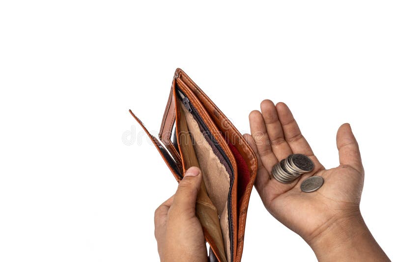 Poor Man Hand Open an Empty Wallet Isolated on White Background ...