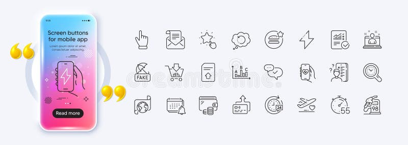 Wallet, Time Management and Notification Line Icons for Web App ...