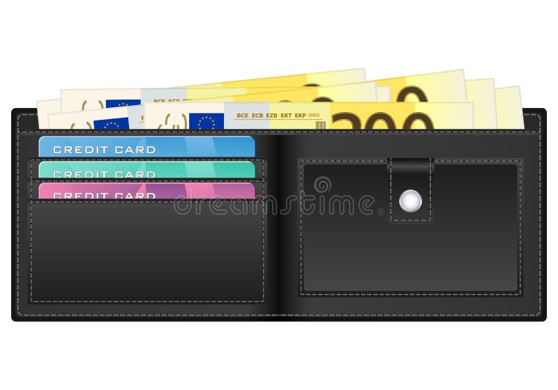 Wallet with Two Hundred Euro Banknote Stock Vector - Illustration of ...