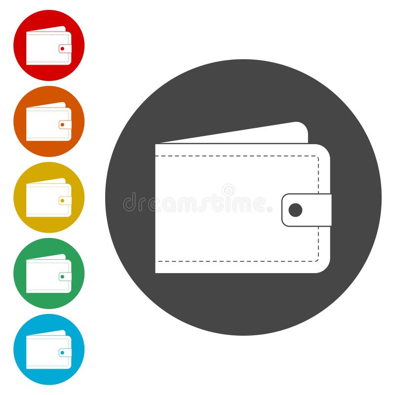 Wallet - vector icons set stock vector. Illustration of check - 134503085